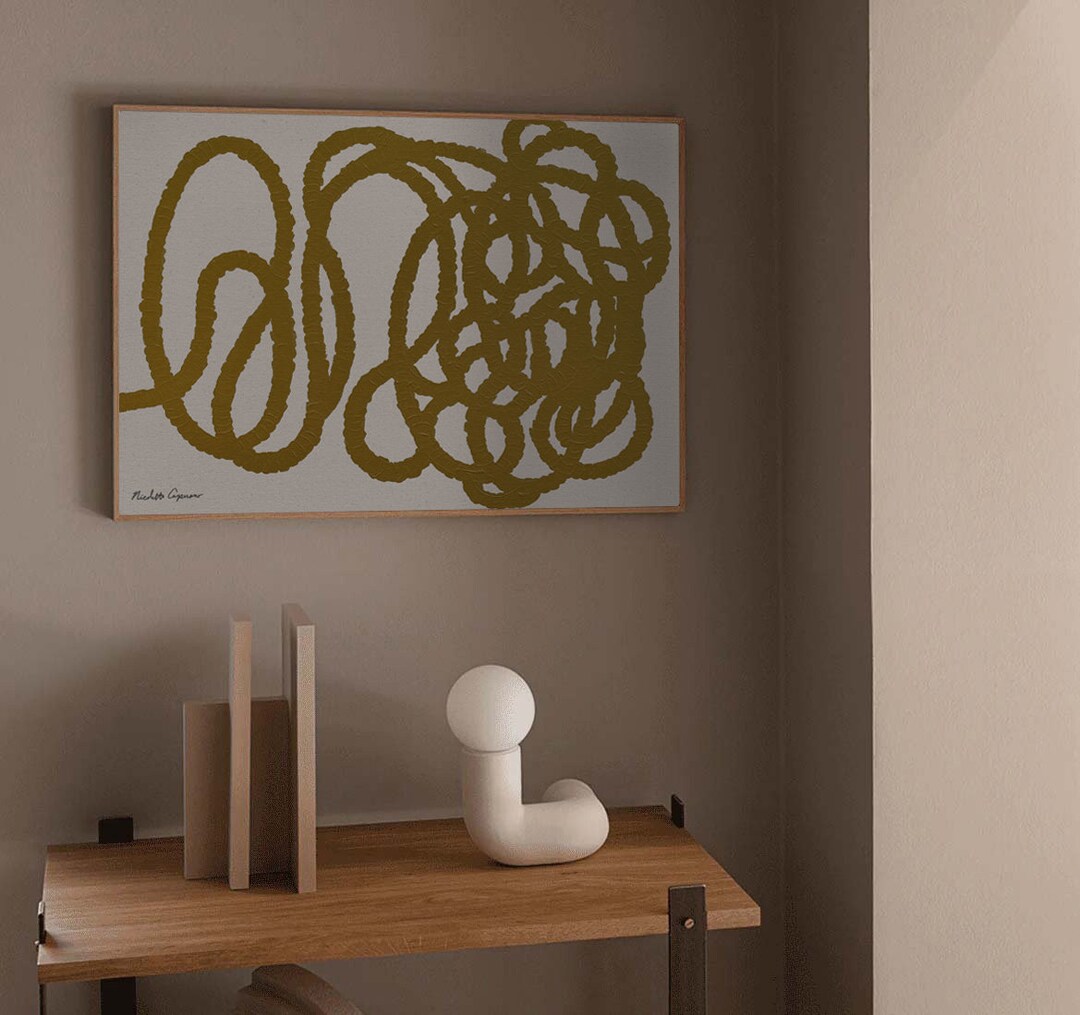 Squiggles. Yellow, Modern, Black, White, Art, Happy, Minimalist ...