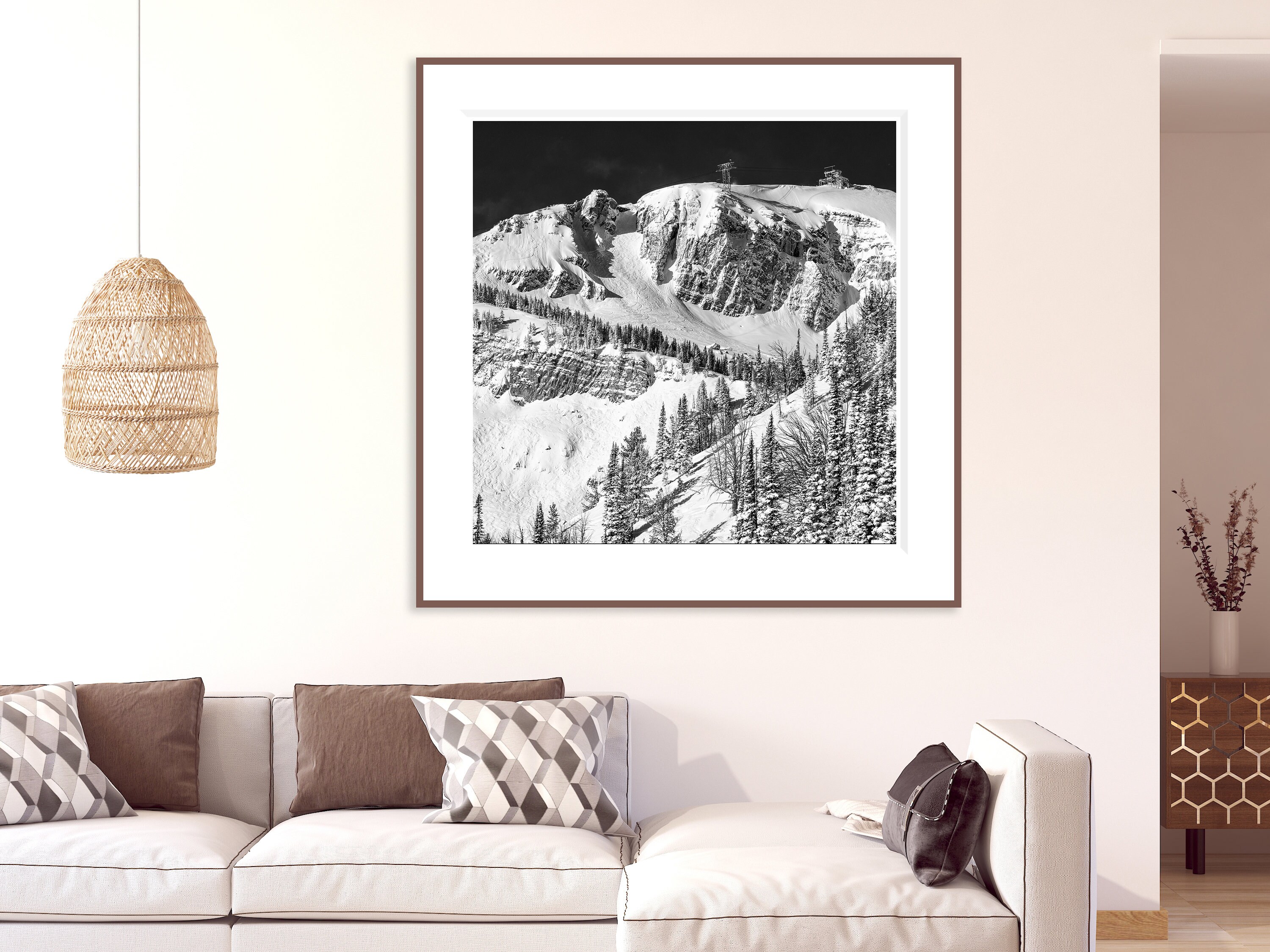 Corbet's Couloir at Jackson Hole Resort - Square B&W Photo - Etsy