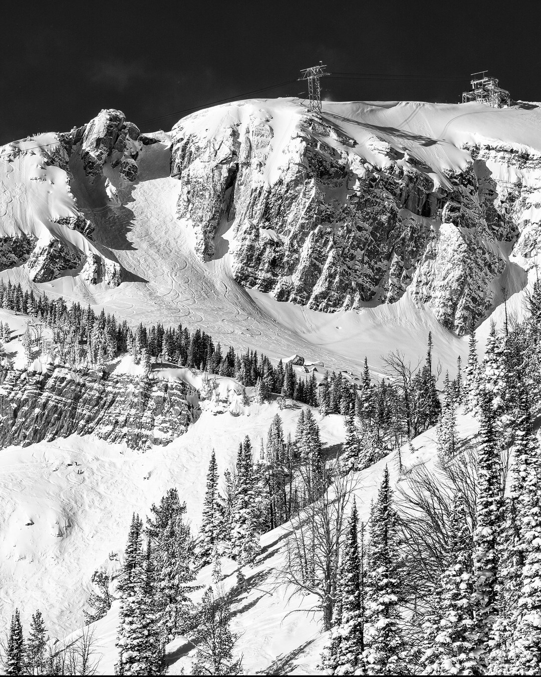Corbet's Couloir at Jackson Hole Resort - Vertical B&W Photo - Etsy
