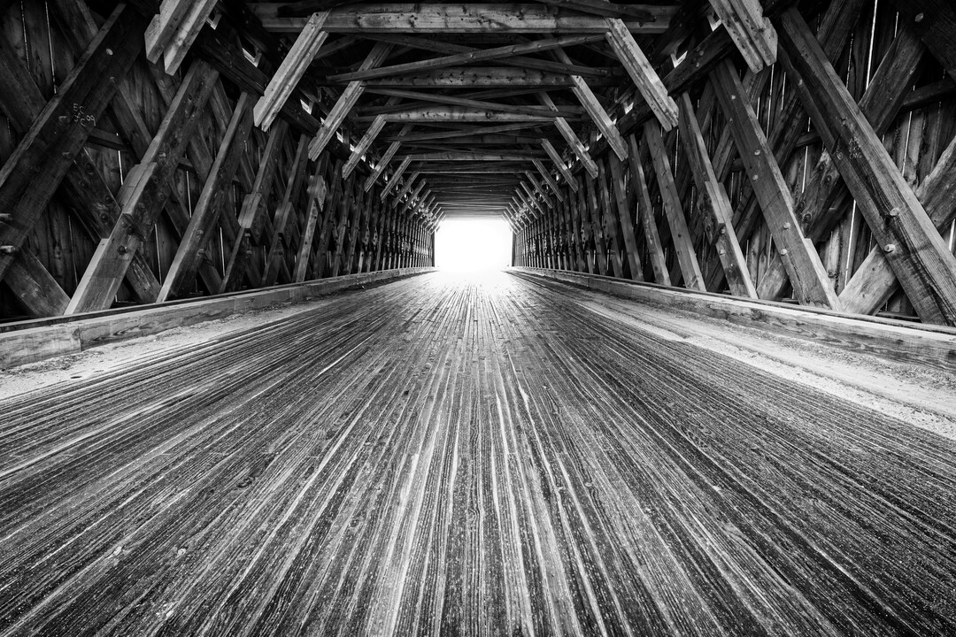 B&W Photo - the Gorham Covered Bridge - Etsy
