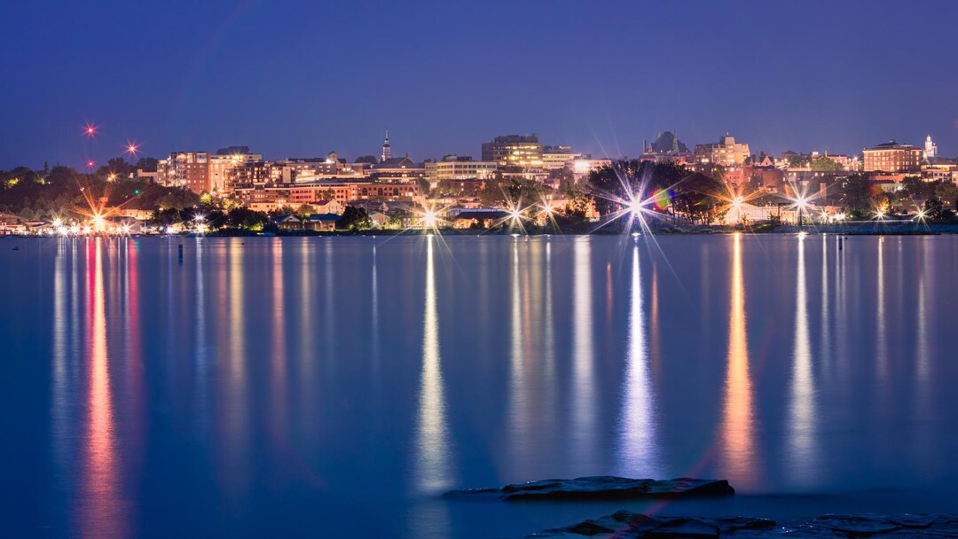 Burlington Vermont Waterfront at Night - Etsy