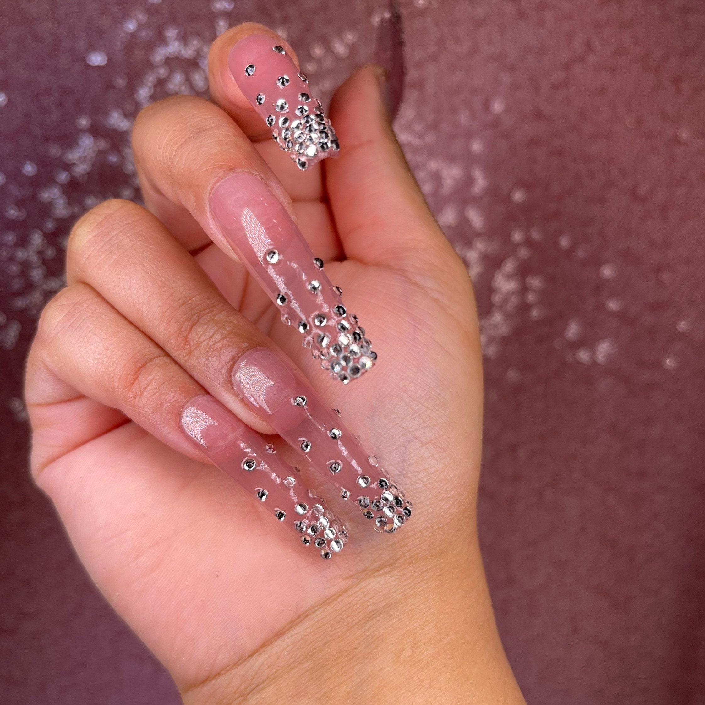 25 High Gloss gel Press on Nails Fake Nails XL Long - Etsy