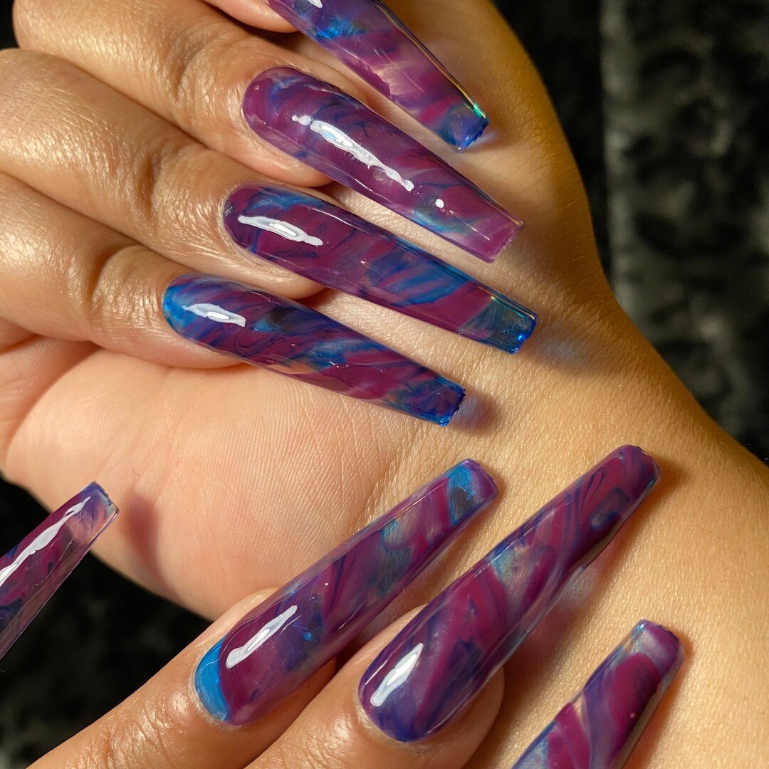 Jaded Luxury Nails high Gloss gel Press on Nails Fake Nails XL Long ...