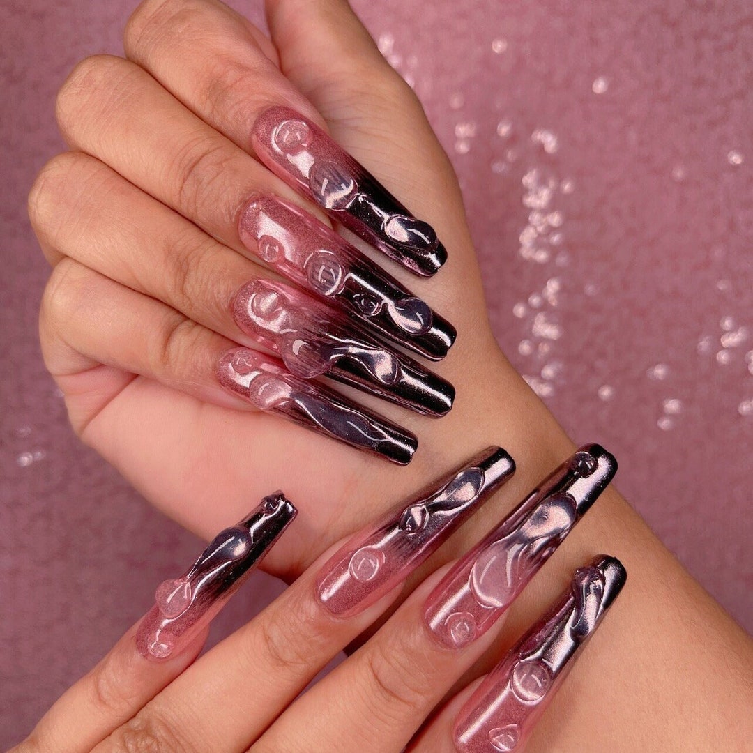 Nebula Luxury Nails High Gloss Gel Press on Nails XL Long Long Medium ...