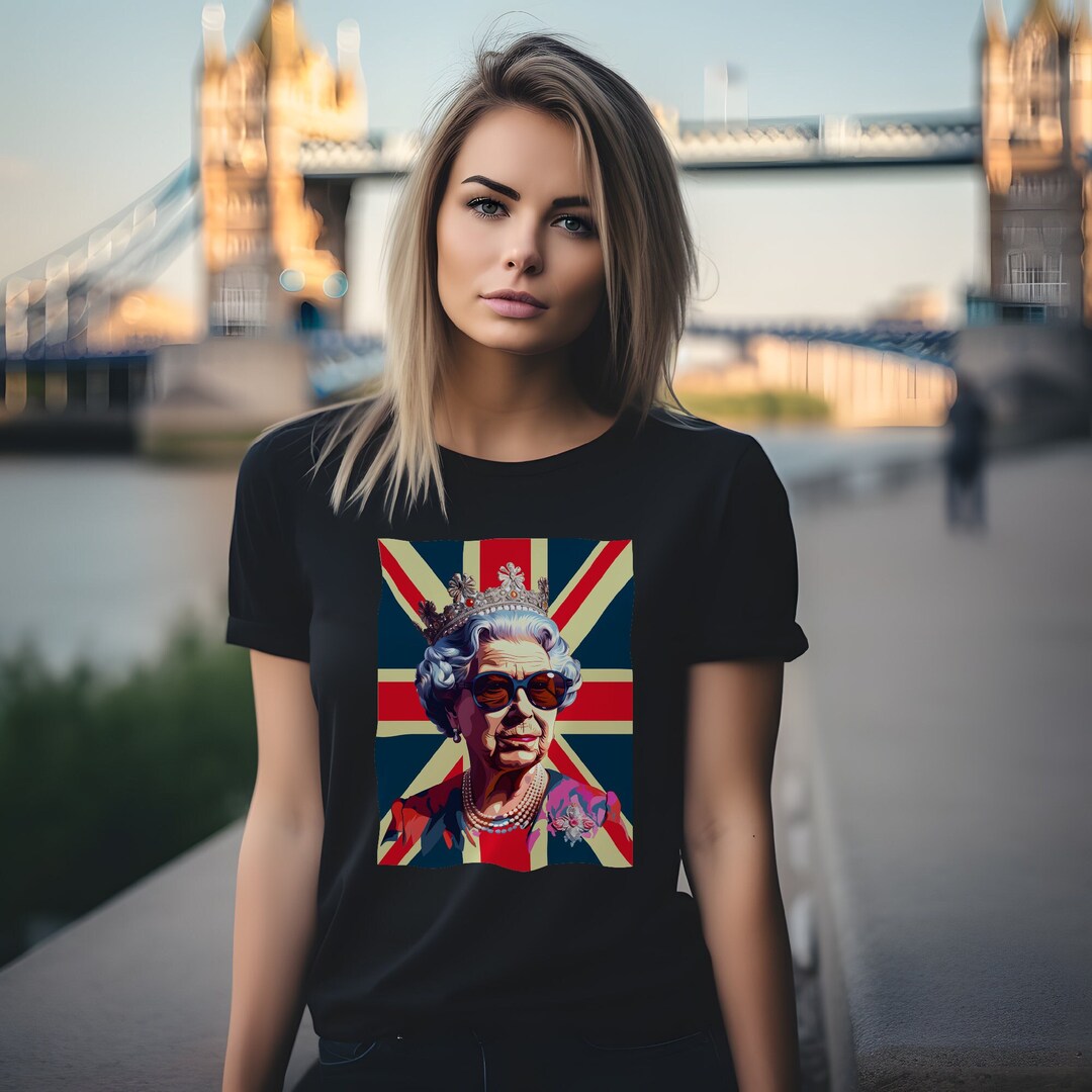 Queen Elizabeth II in England Union Jack Sunglasses Unisex T-shirt - Etsy
