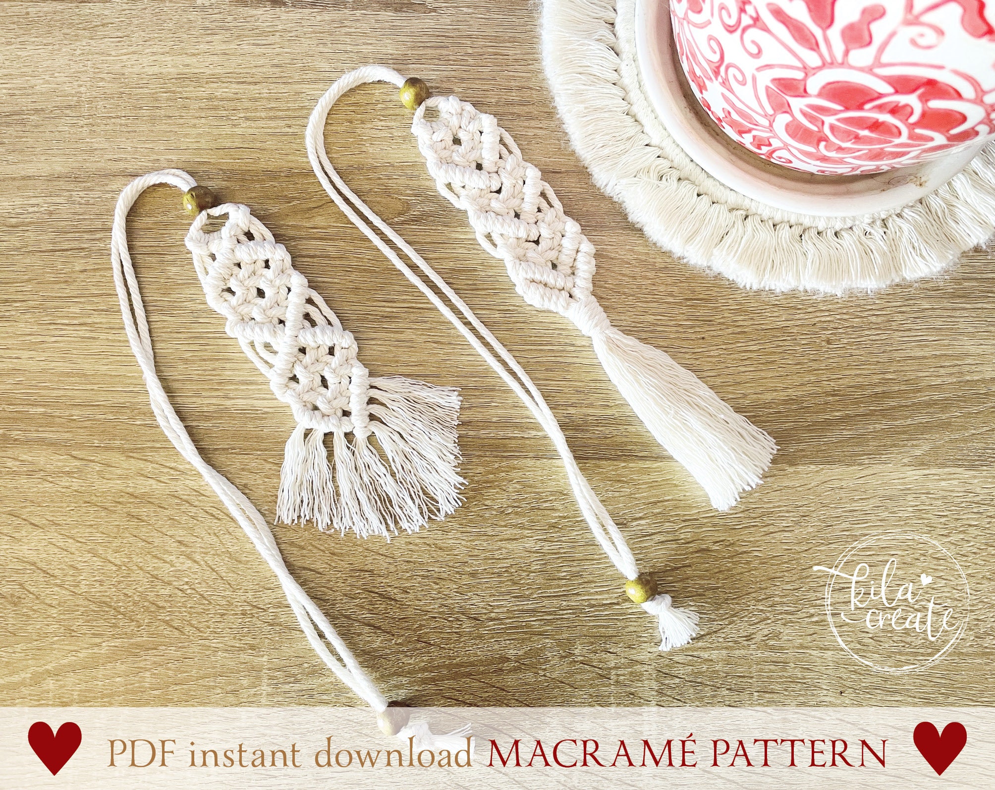 Macrame Bookmarks PDF Pattern Two Designs Tutorial Instant Download Free Macrame Knot Guide Boho ...