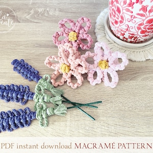 Macrame Flower Lavender PDF Pattern Tutorial Instant Download Free ...