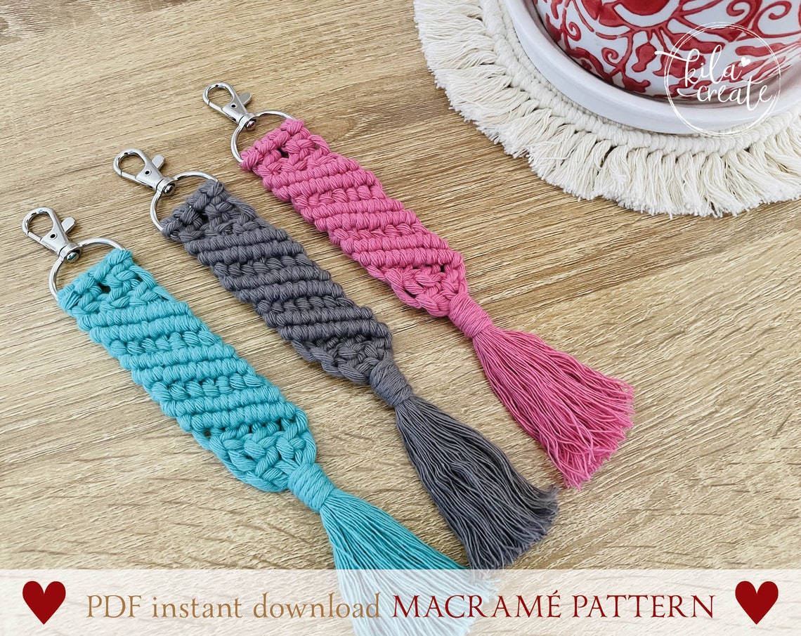 Macrame Key Chain PDF Pattern Tutorial Instant Download Free Macrame ...