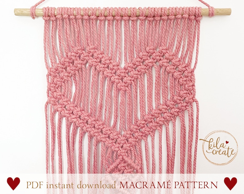 Macrame Heart Wall Hanging PDF Pattern Tutorial Instant Download Free ...