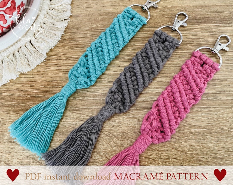 Macrame Key Chain PDF Pattern Tutorial Instant Download Free Macrame ...