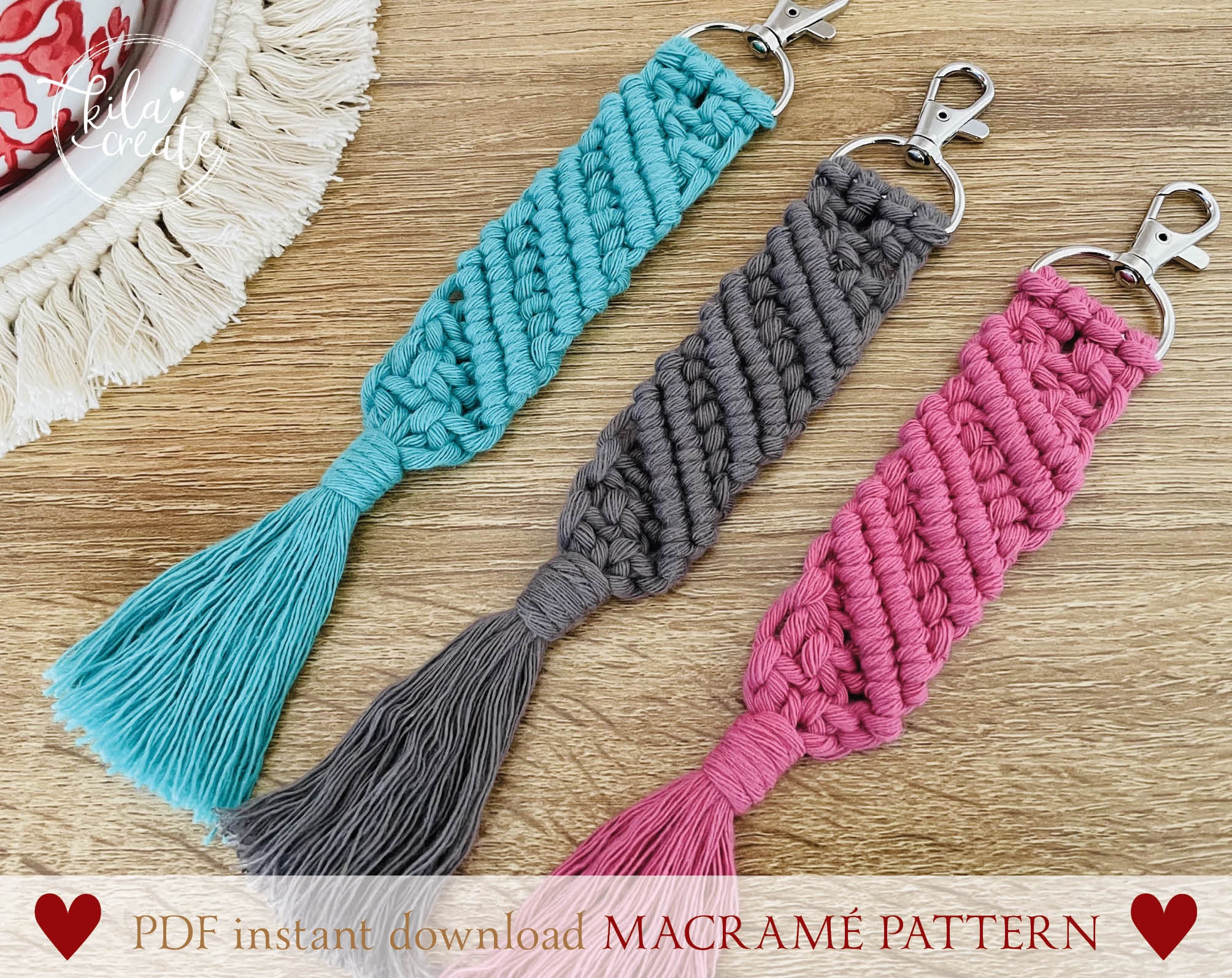 Macrame Key Chain PDF Pattern Tutorial Instant Download Free Macrame ...