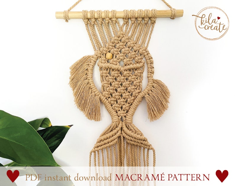 Macrame Fish Wall Hanging PDF Pattern Tutorial Instant - Etsy