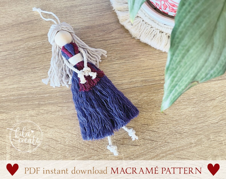Macrame Doll PDF Pattern Tutorial Instant Download Free Macrame Knot Guide Boho Tassel ...