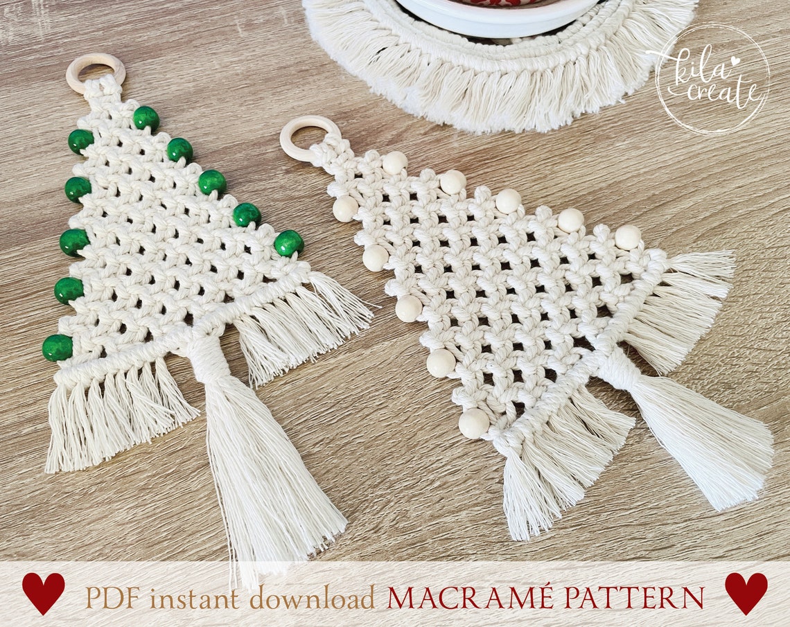 Macrame Christmas Tree PDF Pattern Tutorial Instant Download Free Macrame Knot Guide Boho ...