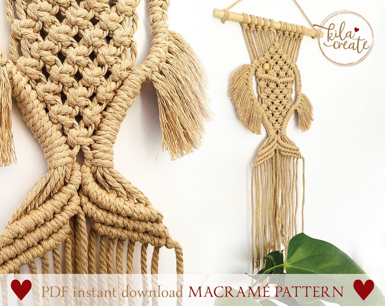 Macrame Fish Wall Hanging PDF Pattern Tutorial Instant Download Free ...