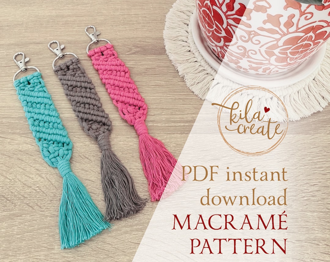 Macrame Key Chain PDF Pattern Tutorial Instant Download Free Macrame ...