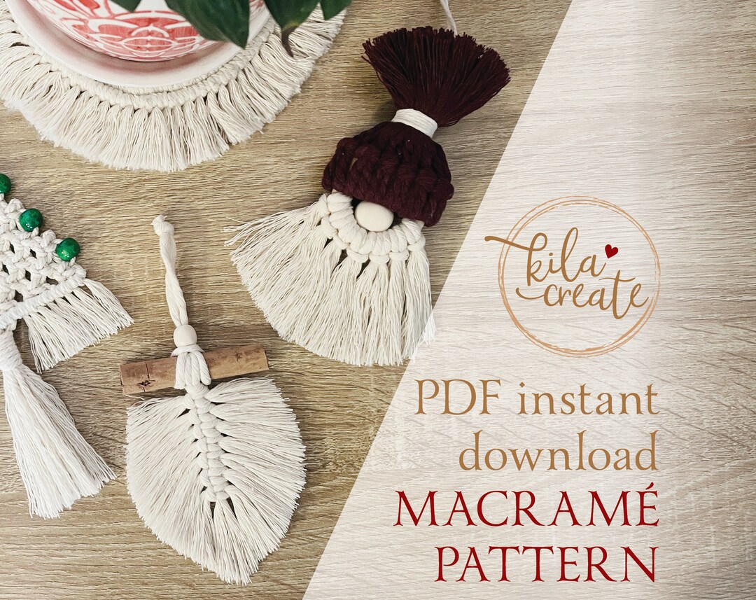 Macrame Ornaments PDF Pattern Tutorial Instant Download Free Macrame ...