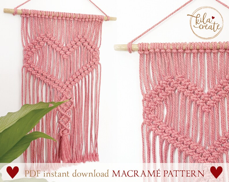 Macrame Heart Wall Hanging PDF Pattern Tutorial Instant Download Free ...