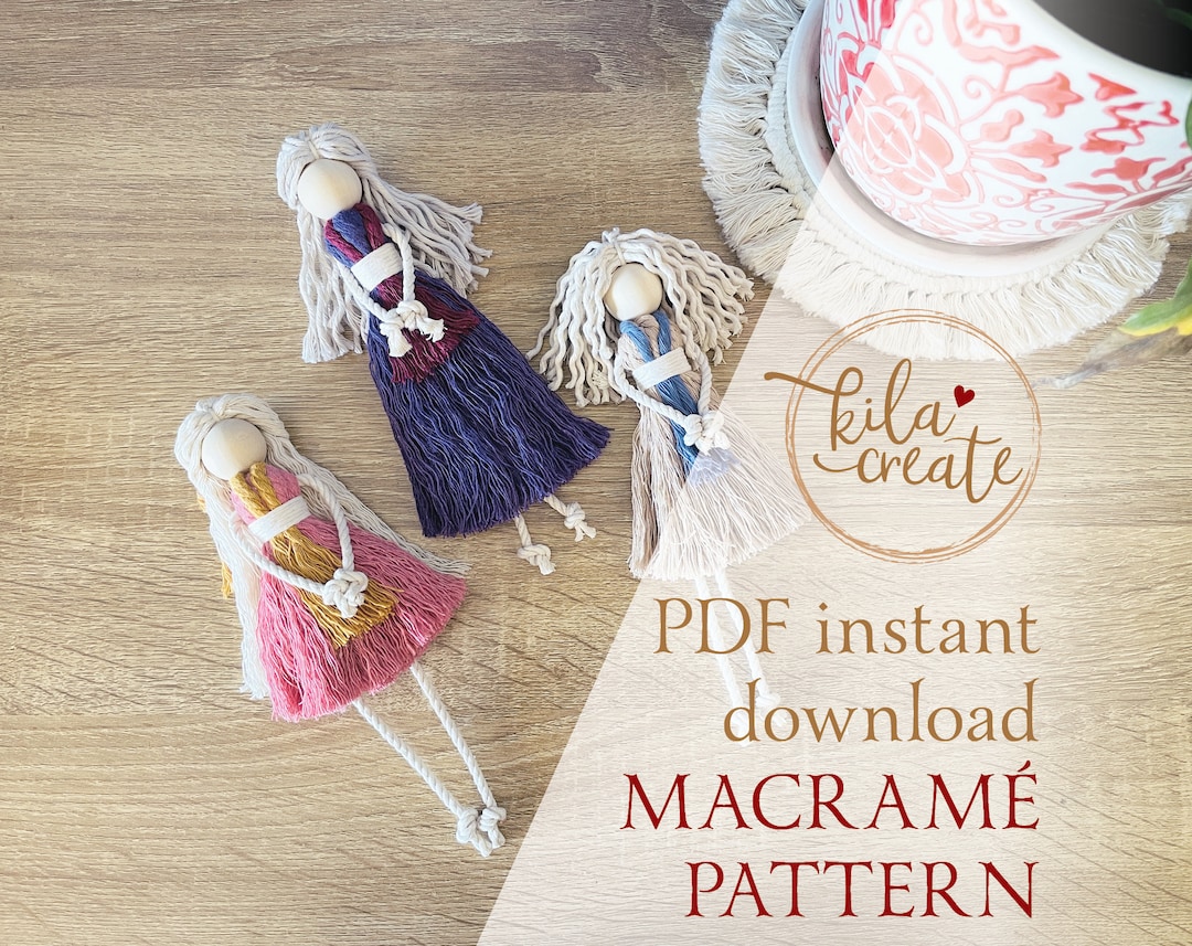 Macrame Doll PDF Pattern Tutorial Instant Download | Free Macrame Knot Guide | Boho Tassel ...