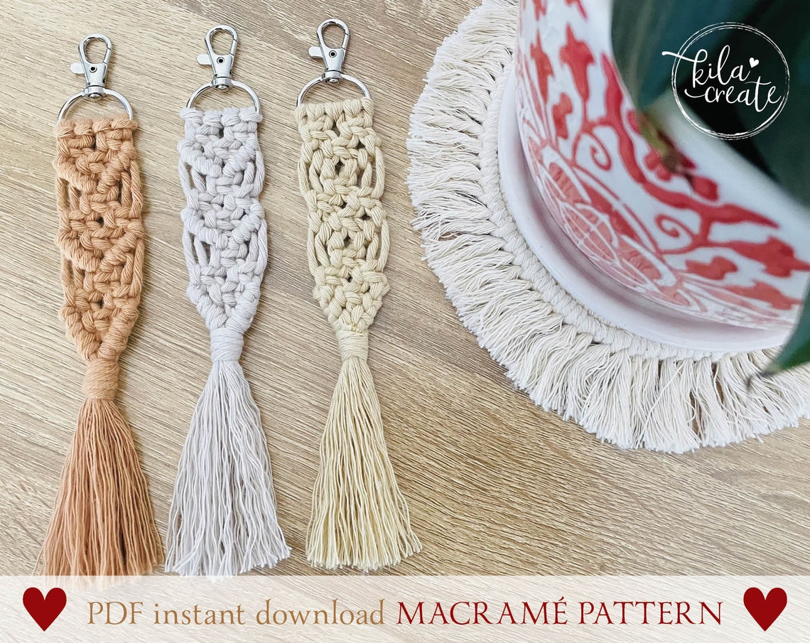 Macrame Key Chain PDF Pattern Tutorial Instant Download Free - Etsy