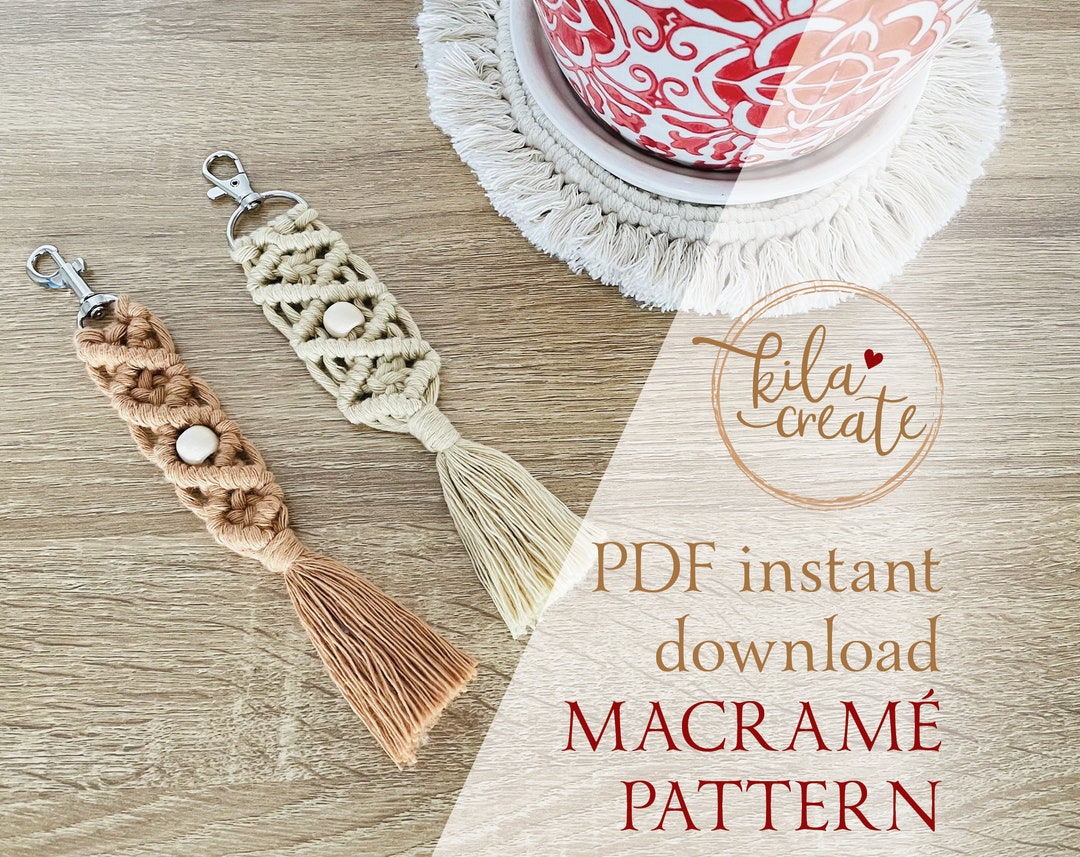 Macrame Key Chain With Beads PDF Pattern Tutorial Instant Download Free ...