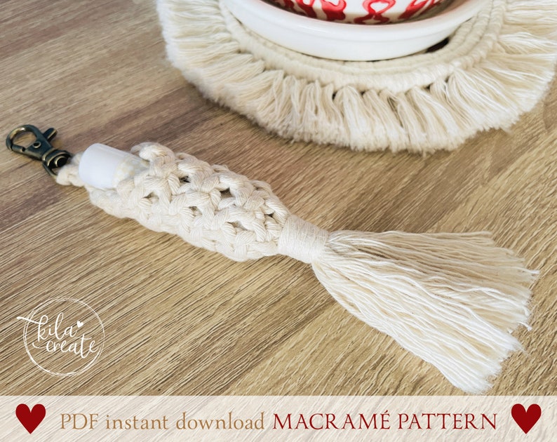 Macrame Lip Balm Holder Key Chain PDF Pattern Tutorial Instant Download ...