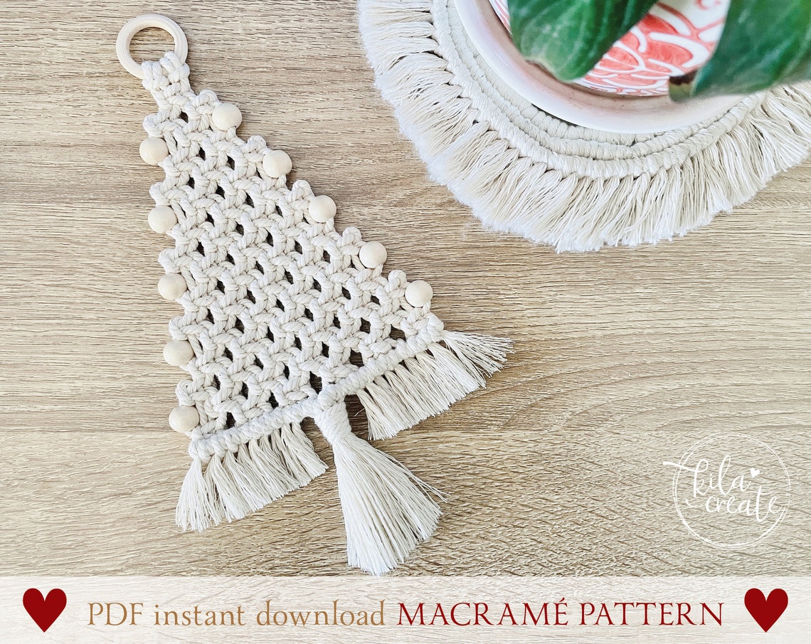Macrame Christmas Tree PDF Pattern Tutorial Instant Download Free Macrame Knot Guide Boho ...