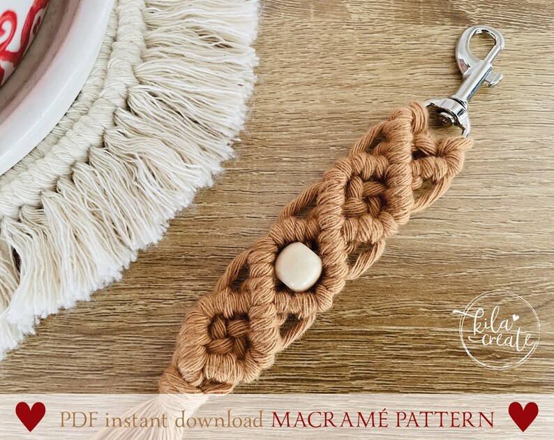 Macrame Key Chain With Beads PDF Pattern Tutorial Instant - Etsy