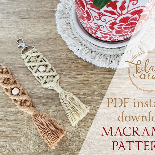 Macrame Key Chain PDF Pattern Tutorial Instant Download Free - Etsy