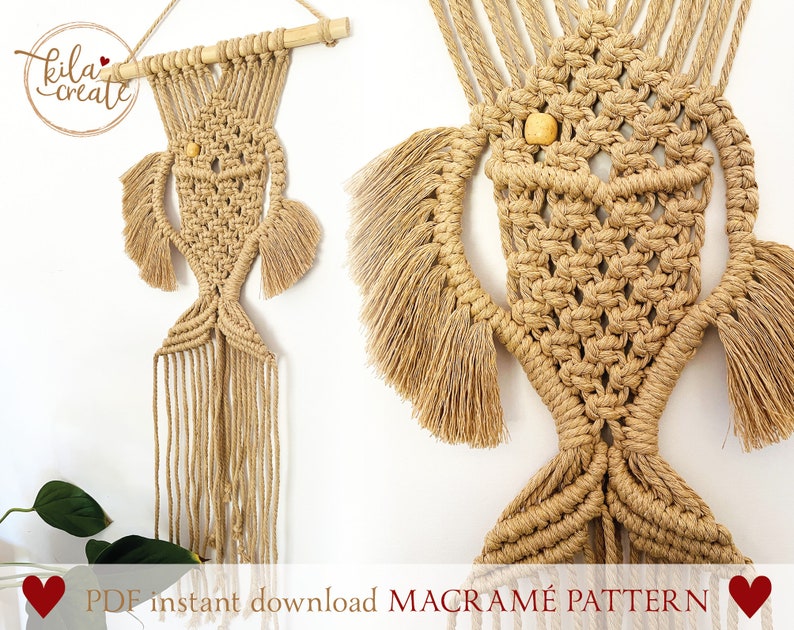 Macrame Fish Wall Hanging PDF Pattern Tutorial Instant Download Free ...