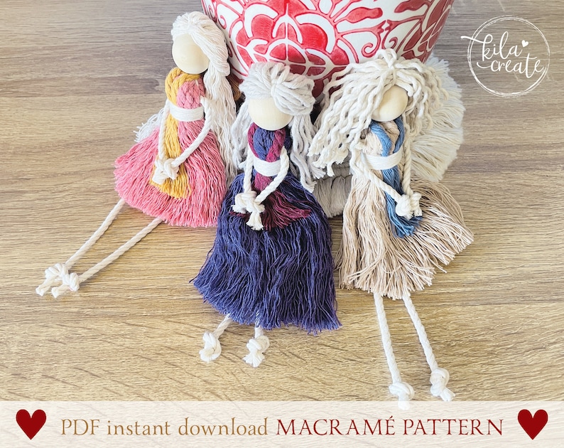 Macrame Doll PDF Pattern Tutorial Instant Download | Free Macrame Knot ...
