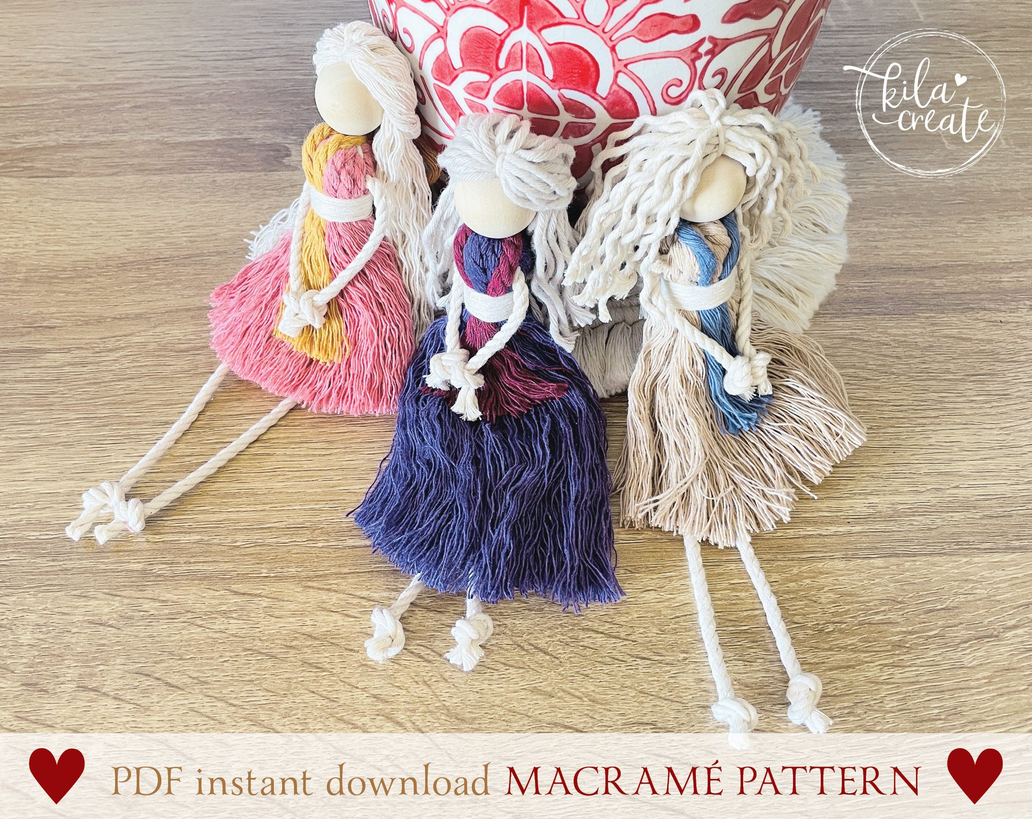 Macrame Doll PDF Pattern Tutorial Instant Download | Free Macrame Knot ...