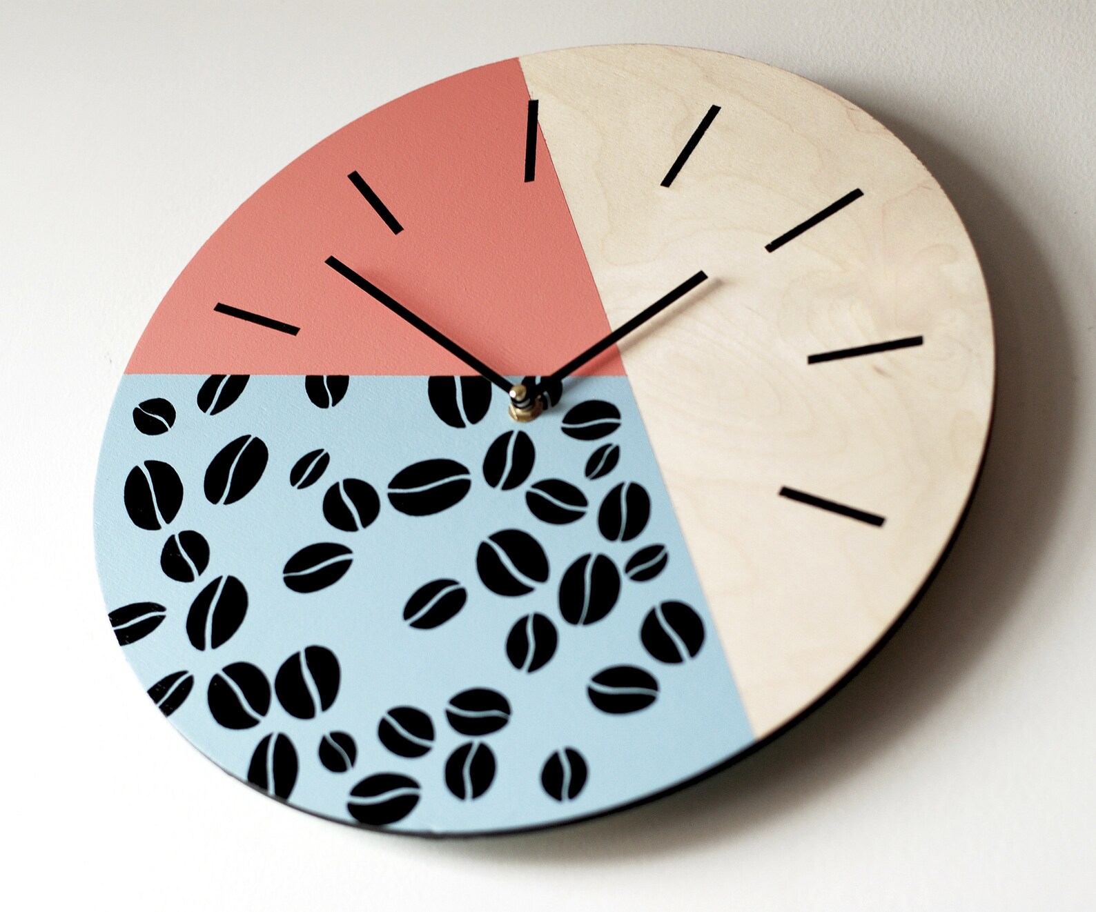 Coffee Wall Clock Brown and Beige Colors Coffee Beans | Etsy