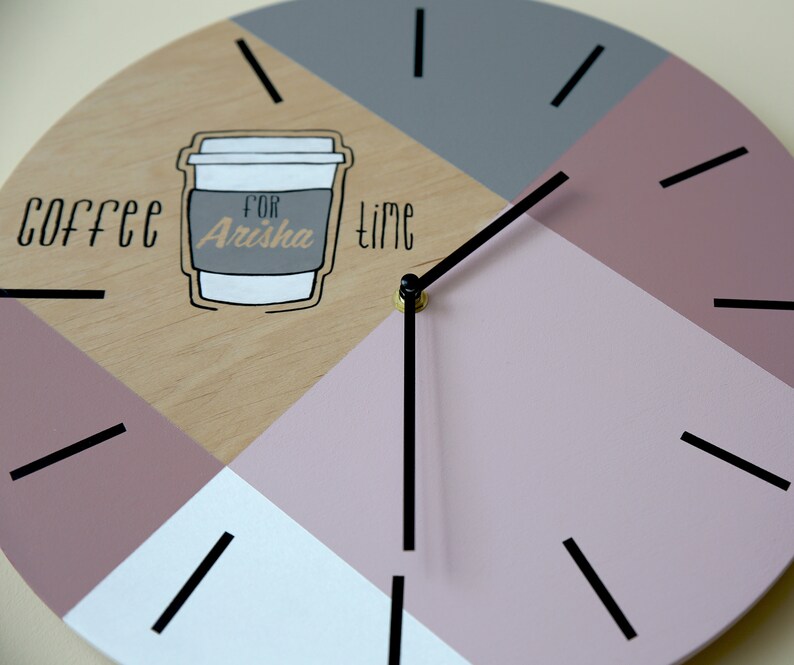Coffee Wall Clock Coffee Time Clock Minimalist Clock Geometric | Etsy
