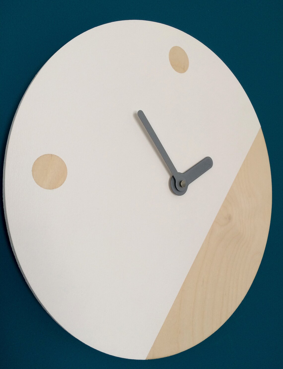 Scandi Wooden Wall Clock Minimalist White Clock With Wooden | Etsy