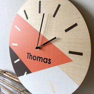 Minimalist Wall Clock Geometric Wall Decor Orange Brown White Colors ...