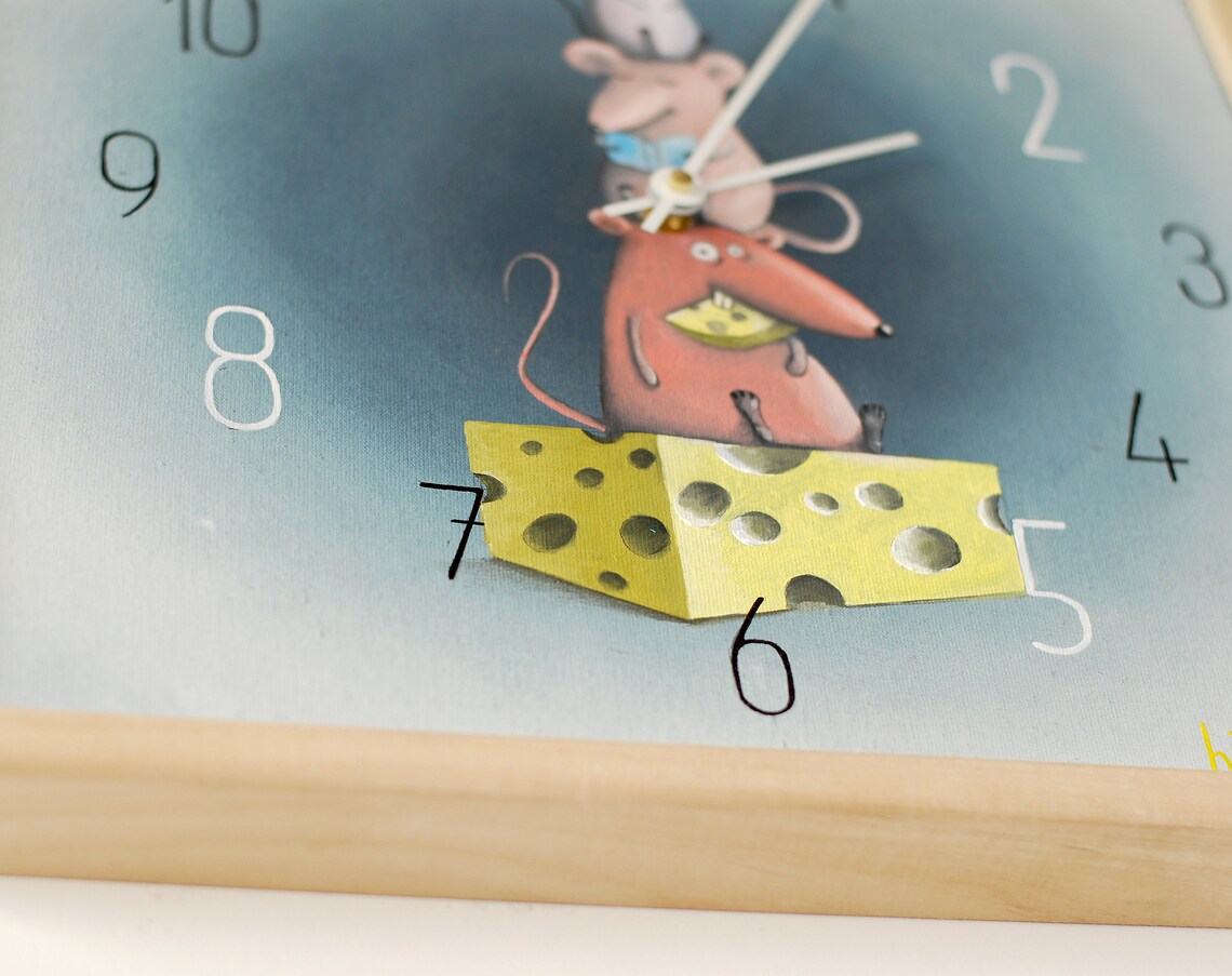 Kids mice wall clock Childrens room clock Kids clock with | Etsy