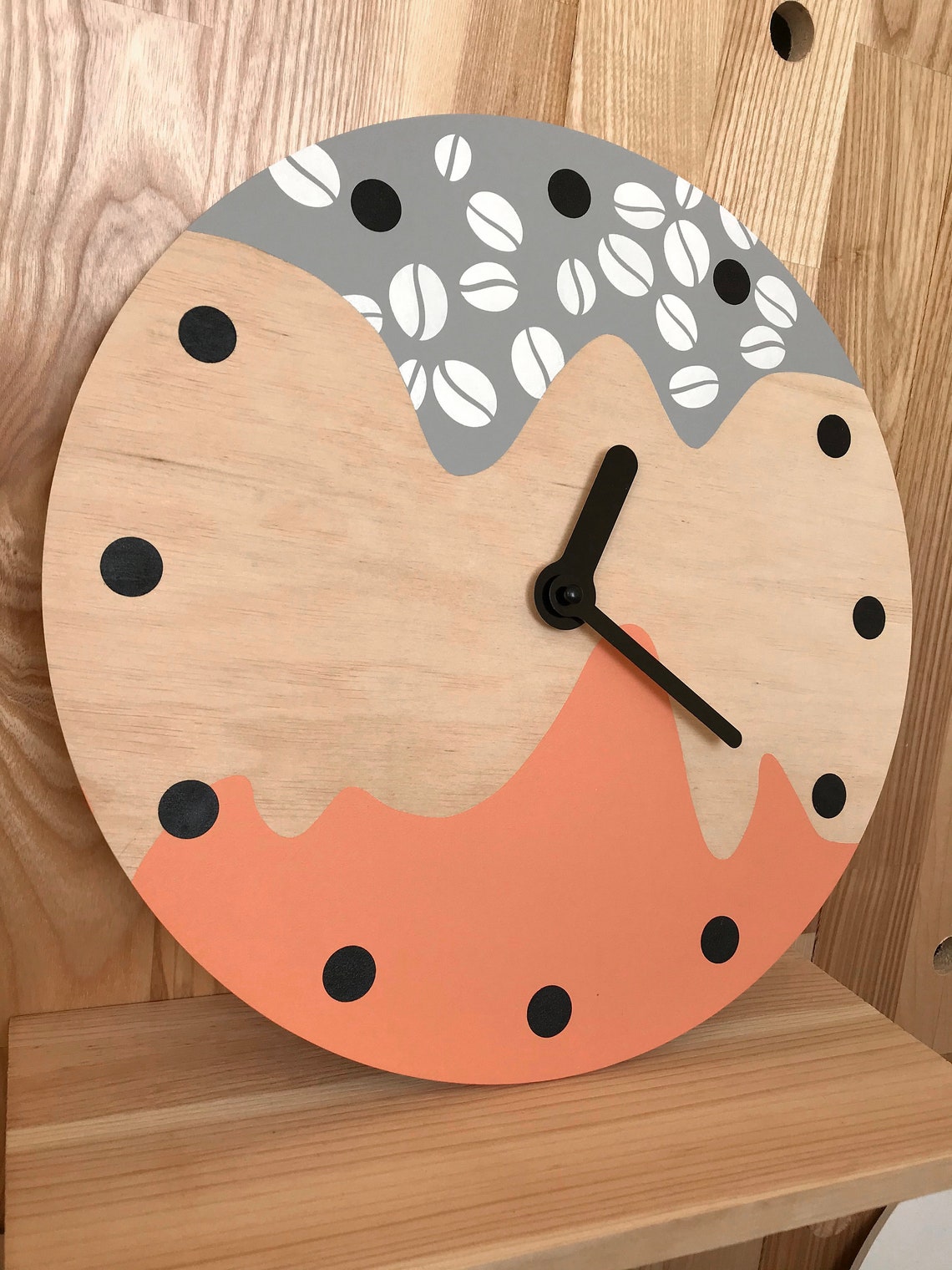 Coffee Wall Clock Coffee Lovers Gift Coffee Beans Decor - Etsy