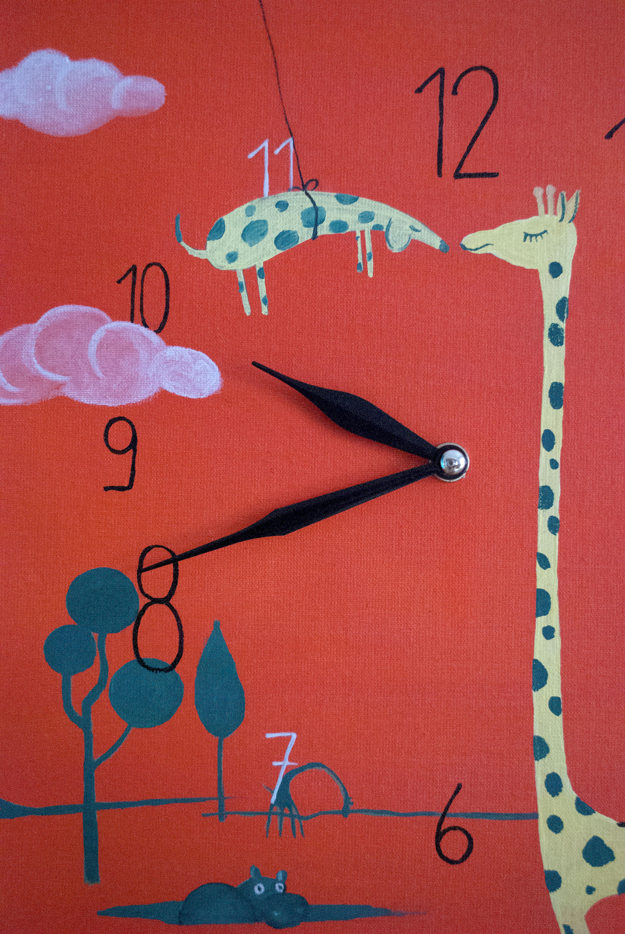 Animal Wall Clock Giraffe and Dog Illustration Orange Yellow - Etsy