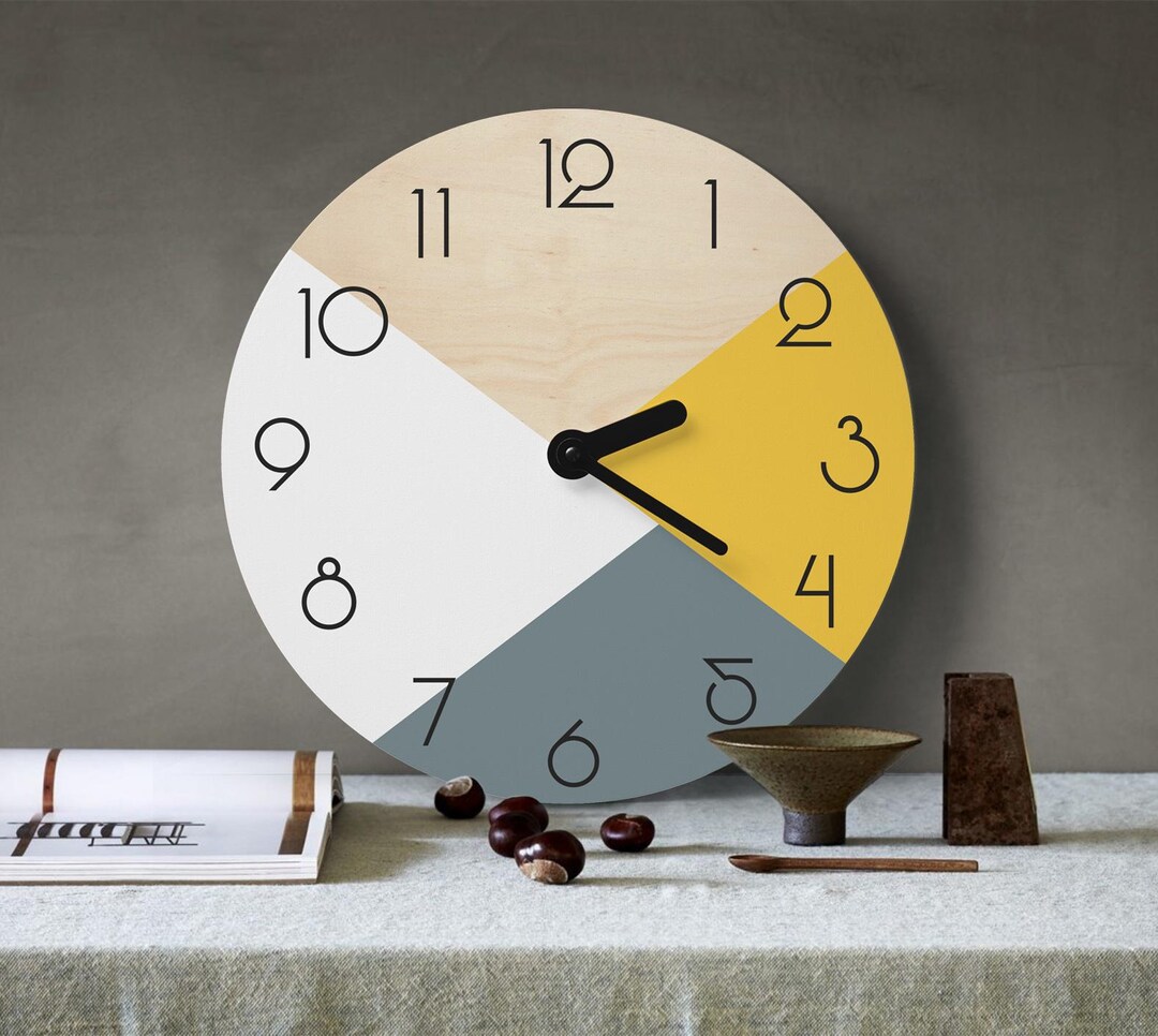 Minimalist Color Block Wall Clock: Modern Scandi Wood Clock - Etsy