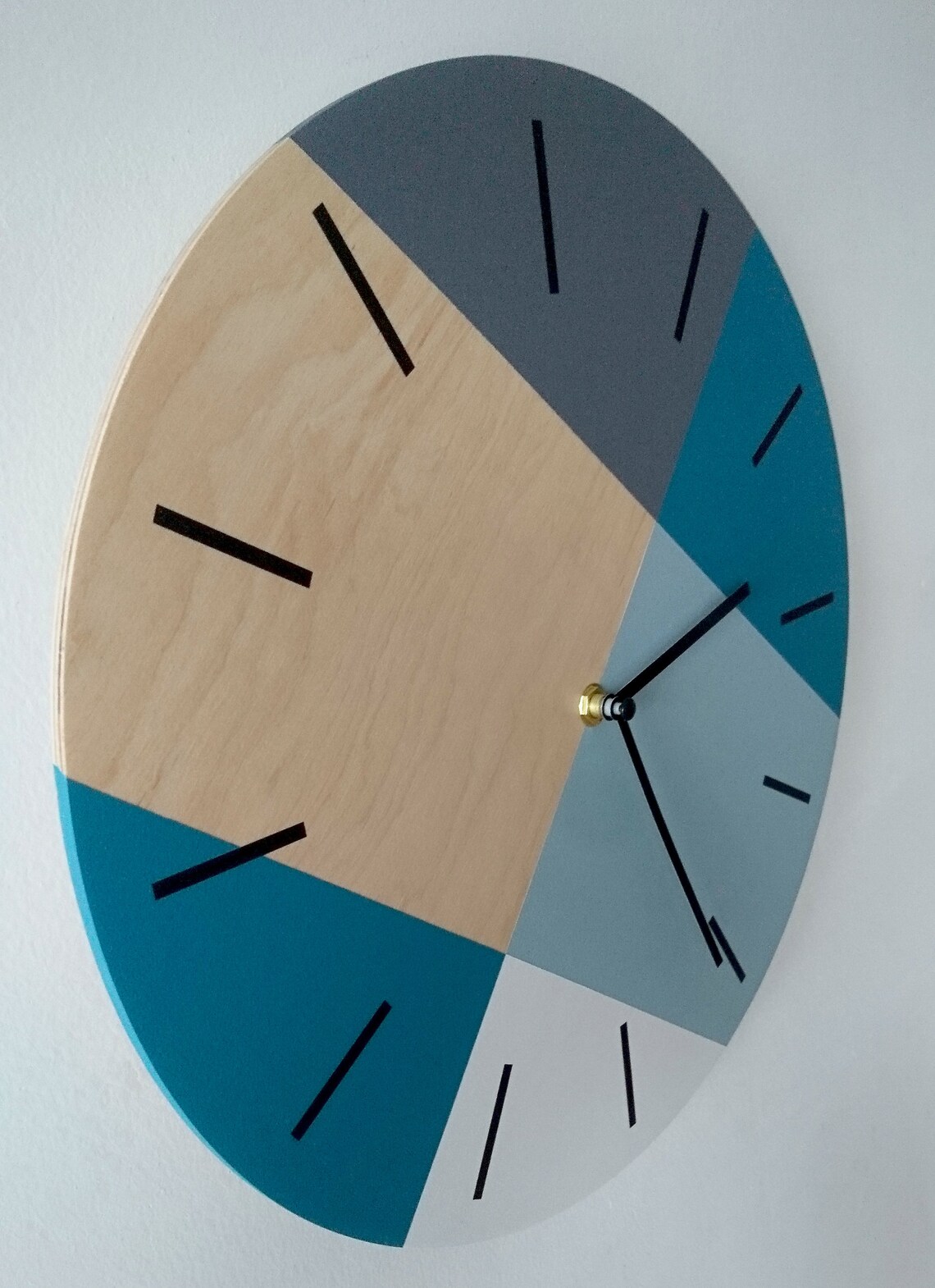 Turquoise Wall Clock Teal Blue Wall Art Color Block Wall Clock - Etsy