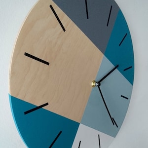 Turquoise Wall Clock Teal Blue Wall Art Color Block Wall Clock Design ...
