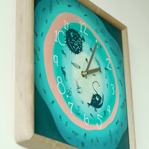 Kids Wall Clock Fishes Illustrated Clock Nursery Clock With Numbers ...