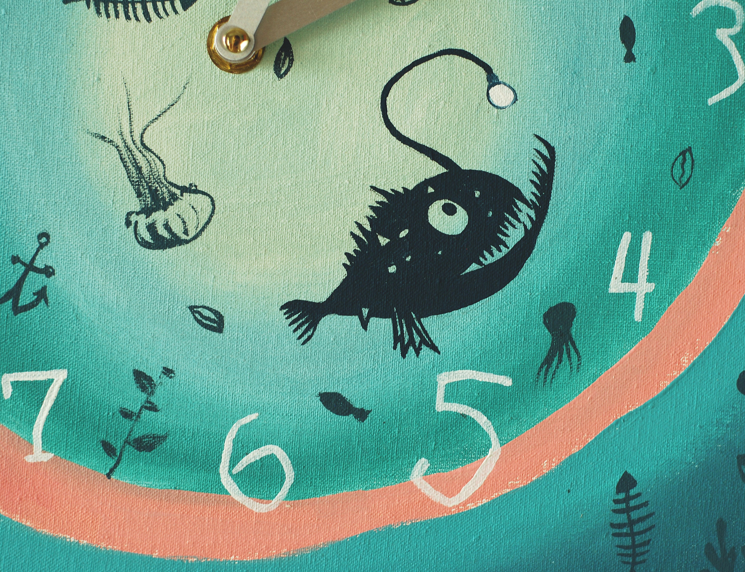 Kids Wall Clock Fishes Illustrated Clock Nursery Clock With | Etsy