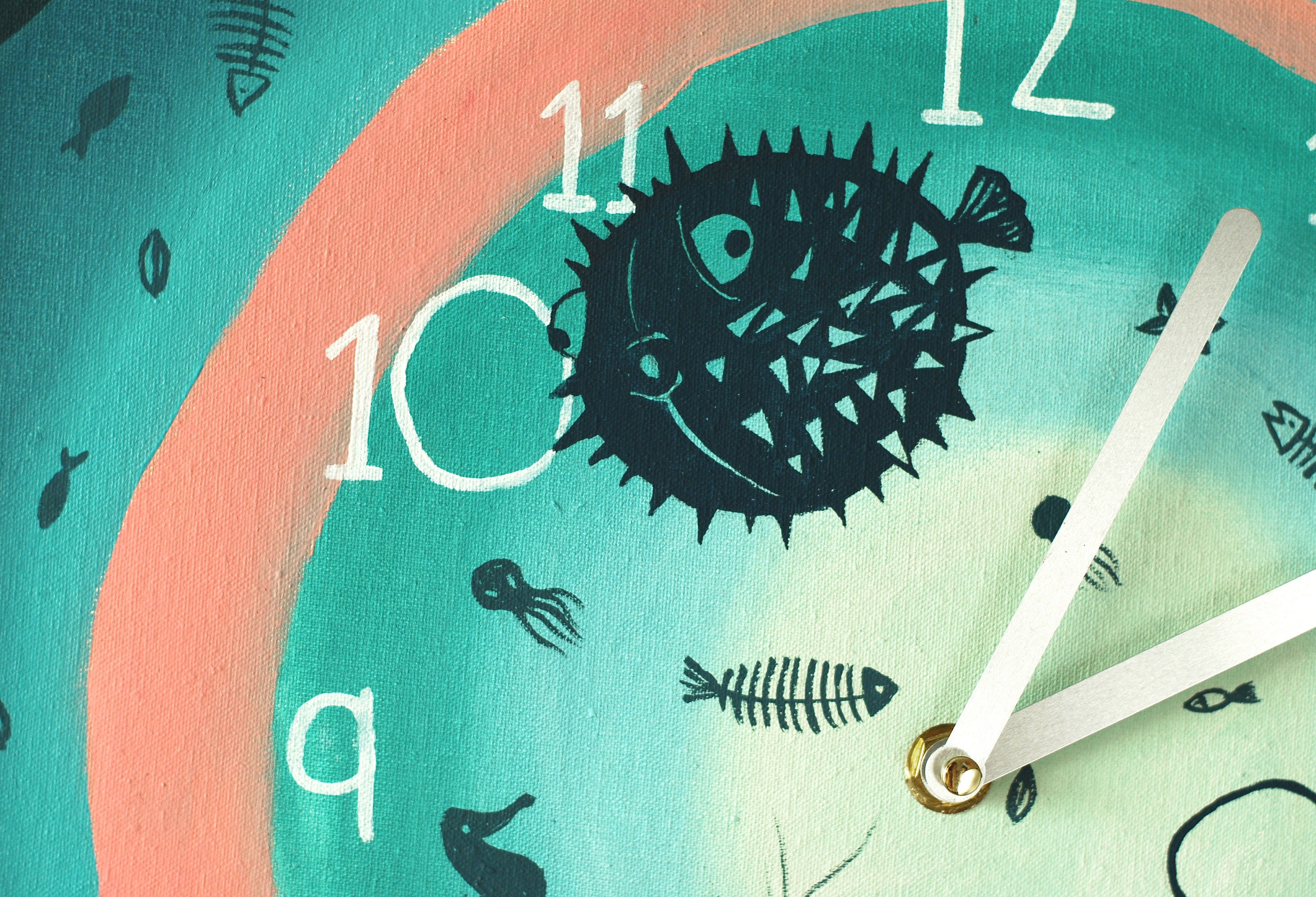 Kids Wall Clock Fishes Illustrated Clock Nursery Clock With | Etsy