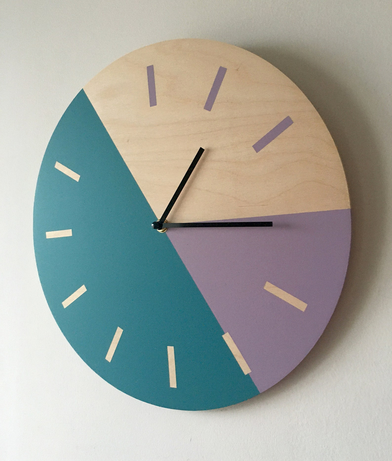 Minimalist Wall Clock Masculine Clock Teal and Purple Clock | Etsy