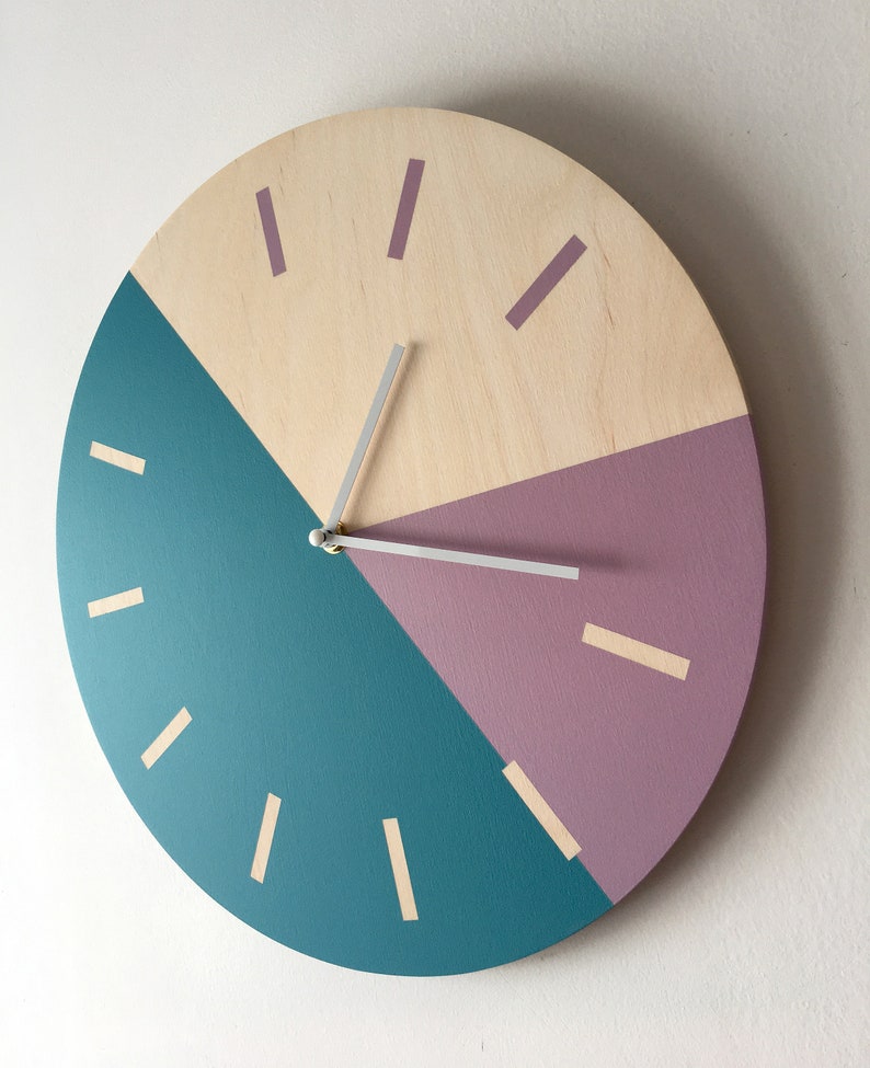 Minimalist Wall Clock Masculine Clock Teal and Purple Clock | Etsy