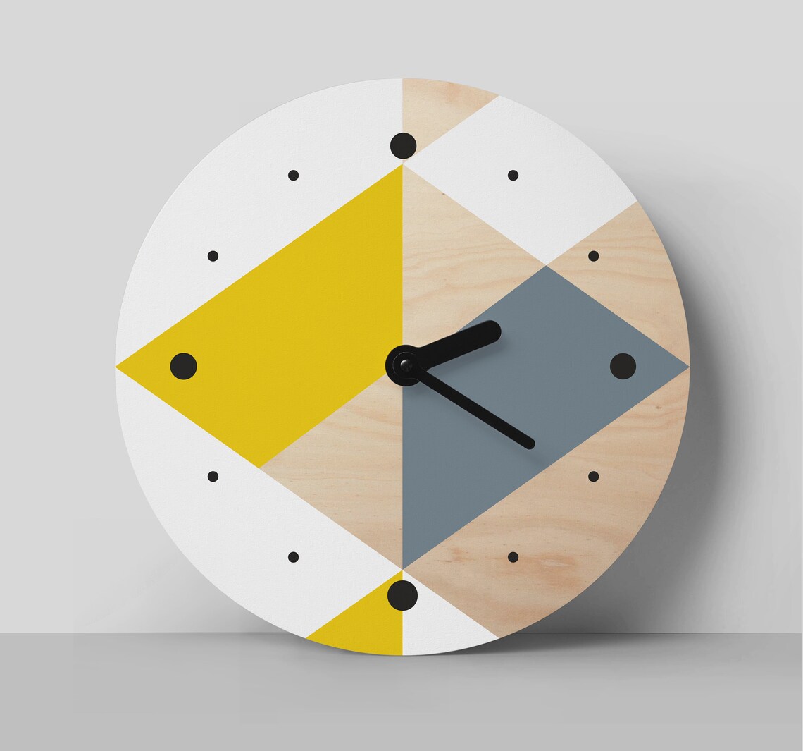 Mid-century geometric wall clock Minimalist wall art Modern | Etsy