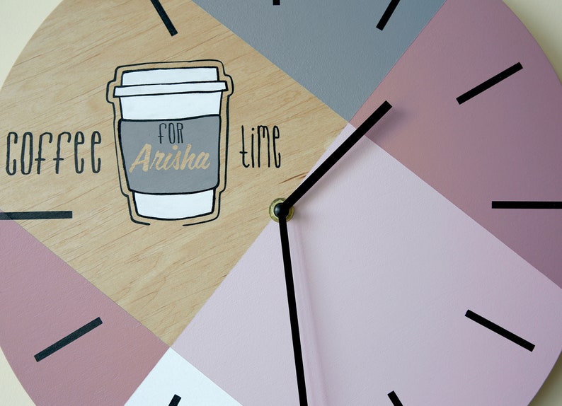Coffee Wall Clock Coffee Time Clock Minimalist Clock Geometric | Etsy