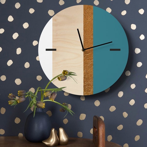 Scandi Wall Clock With Pastel Colors Minimalist Wooden Clock - Etsy